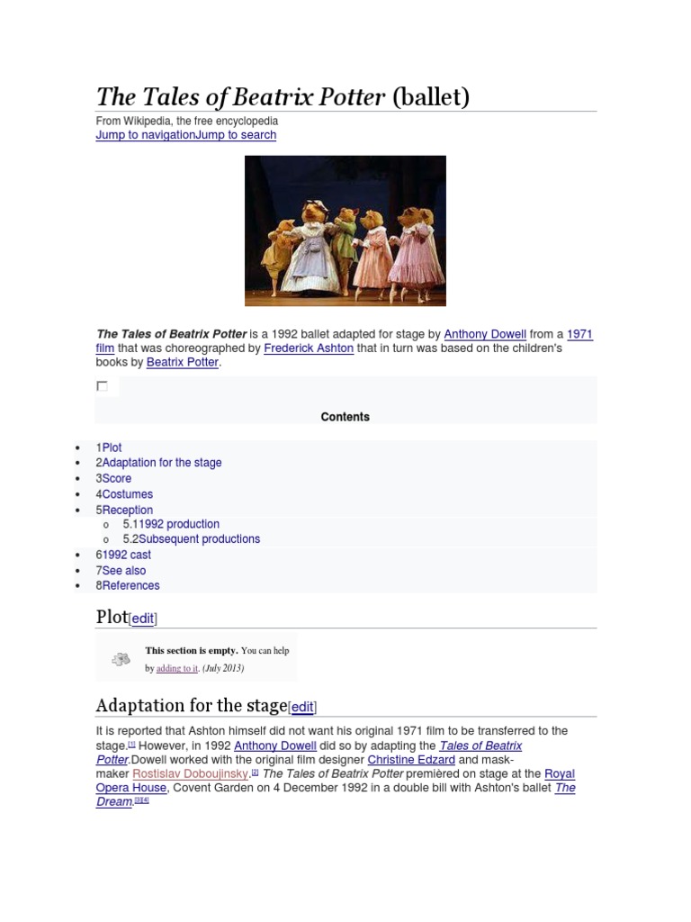 The Tales of Beatrix Potter | PDF | Ballet | Concert Dance