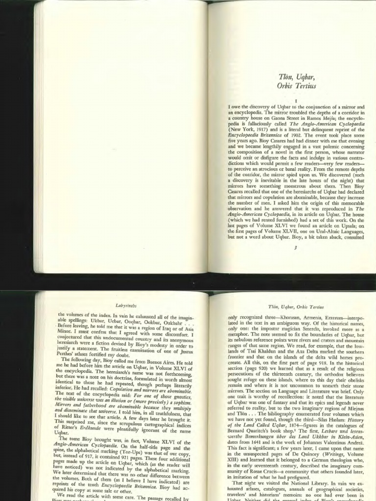 Tlön, Uqbar, Orbis Tertius | PDF