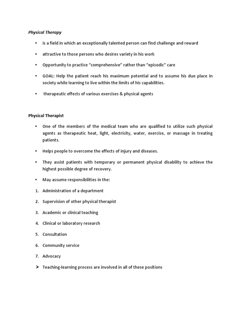 Physical Therapy | PDF | Physical Therapy | Health Care