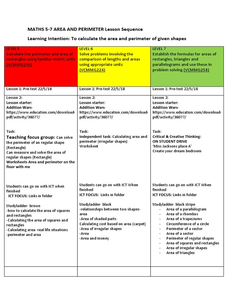 Lesson Sequence | PDF | Area | Elementary Mathematics