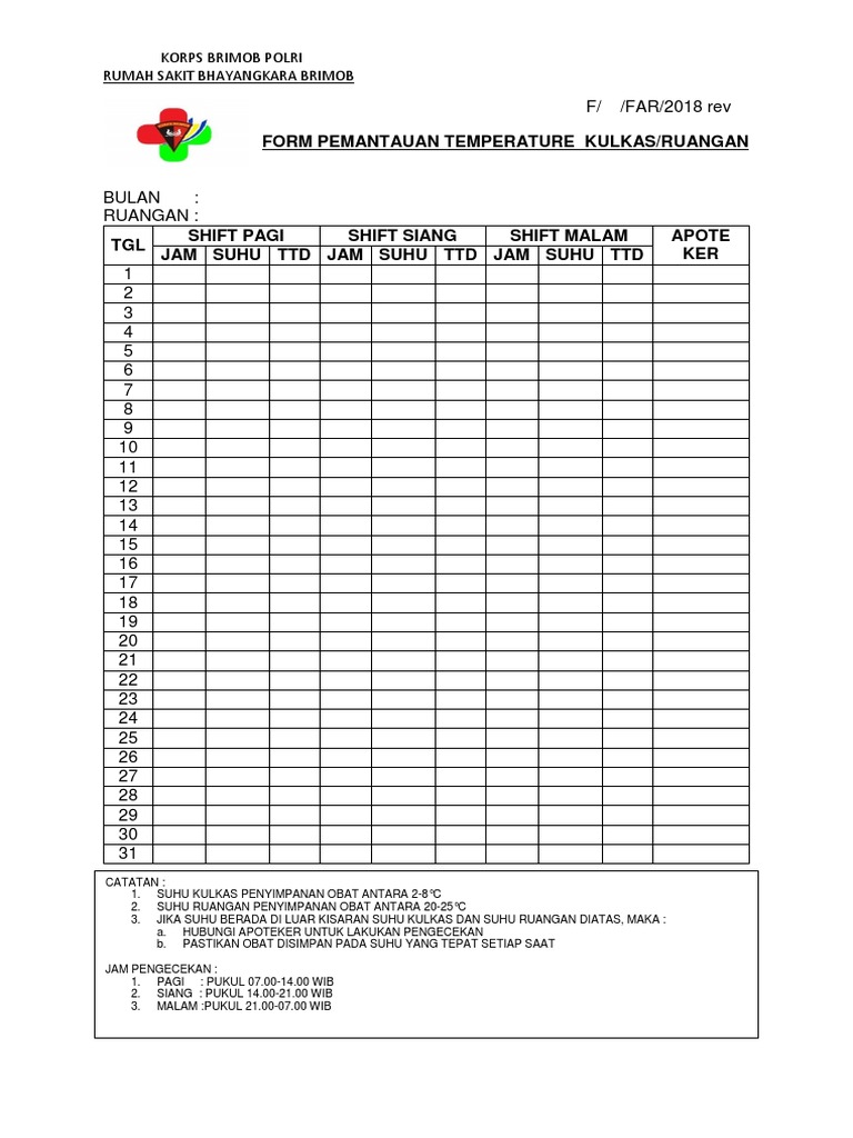Form Catatan Suhu | PDF