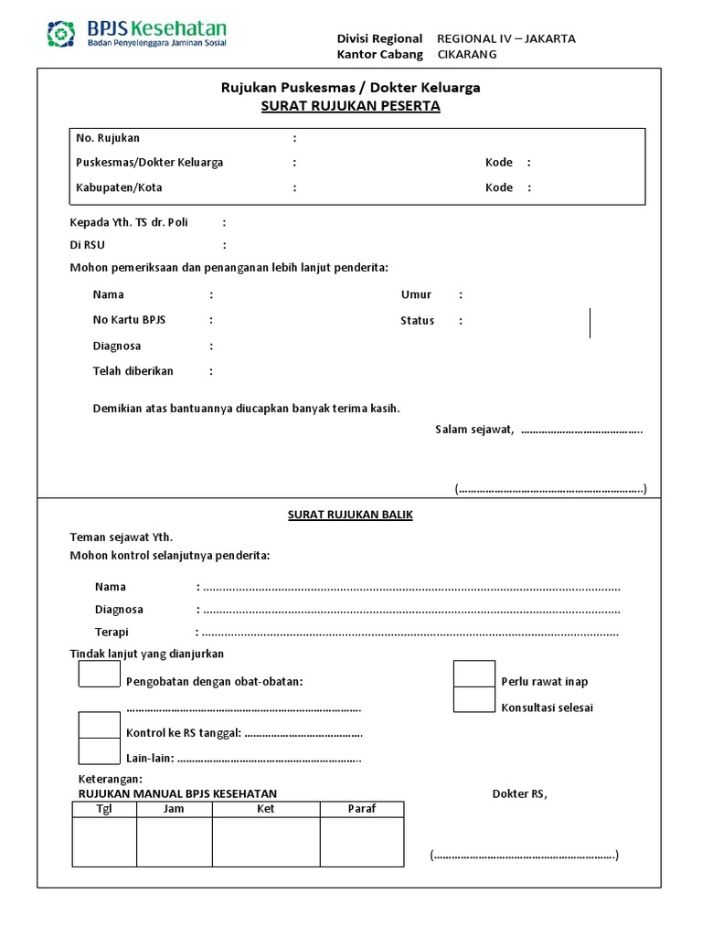 Form Rujukan Manual Cikarang | PDF
