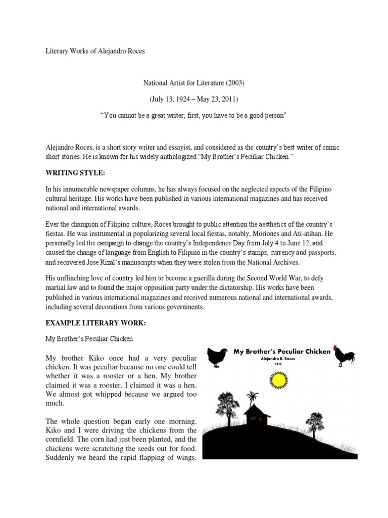 Literary Works of Alejandro Roces | Chicken