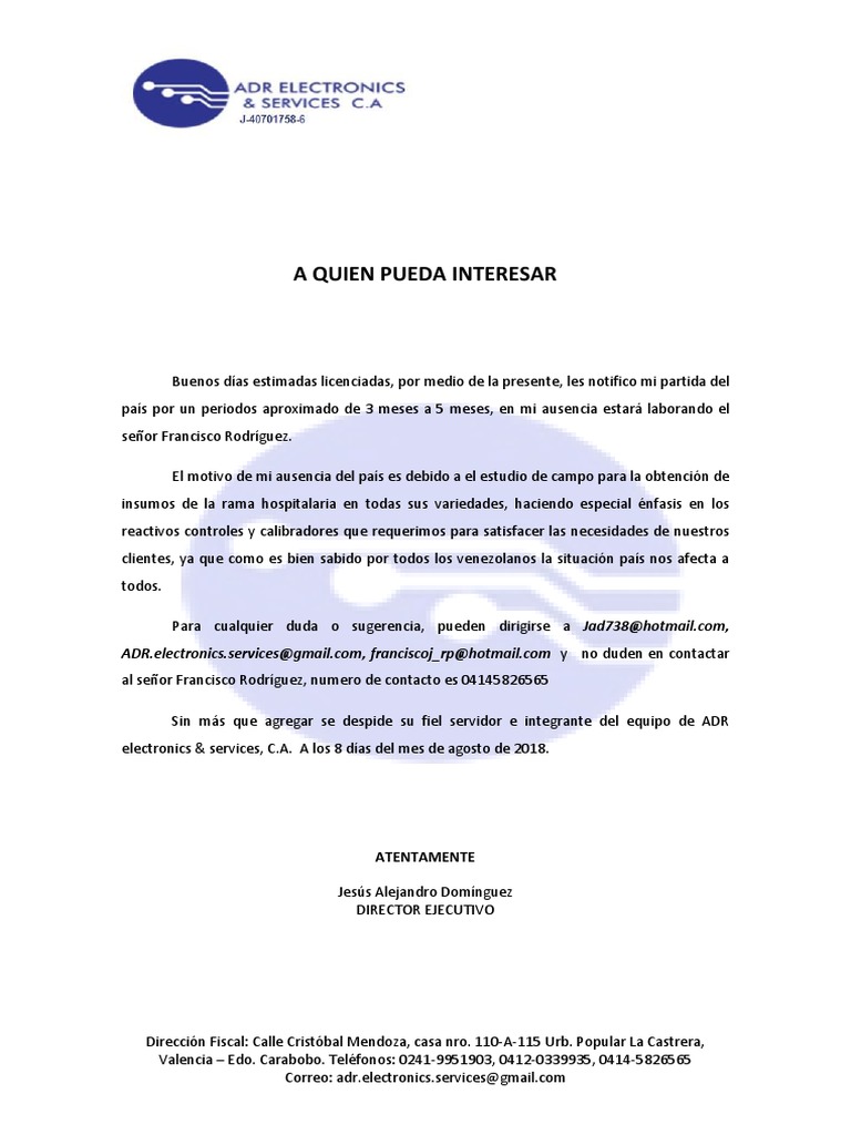 A Quien Pueda Interesar | PDF