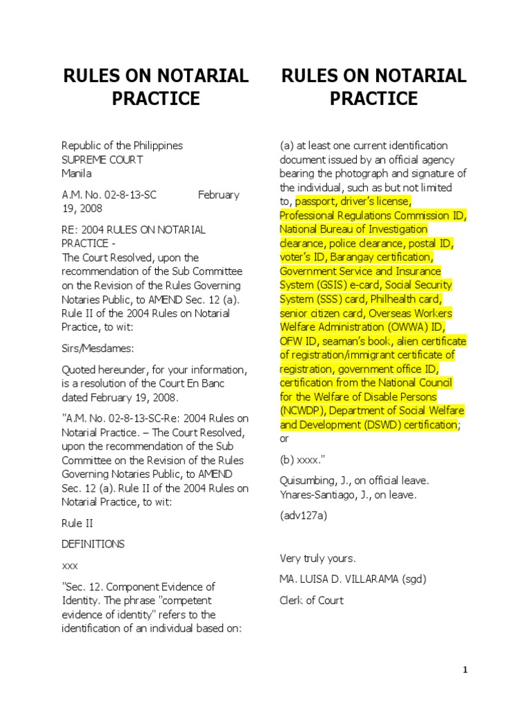 Rules on Notarial Identity and Acts | PDF | Notary Public | Signature