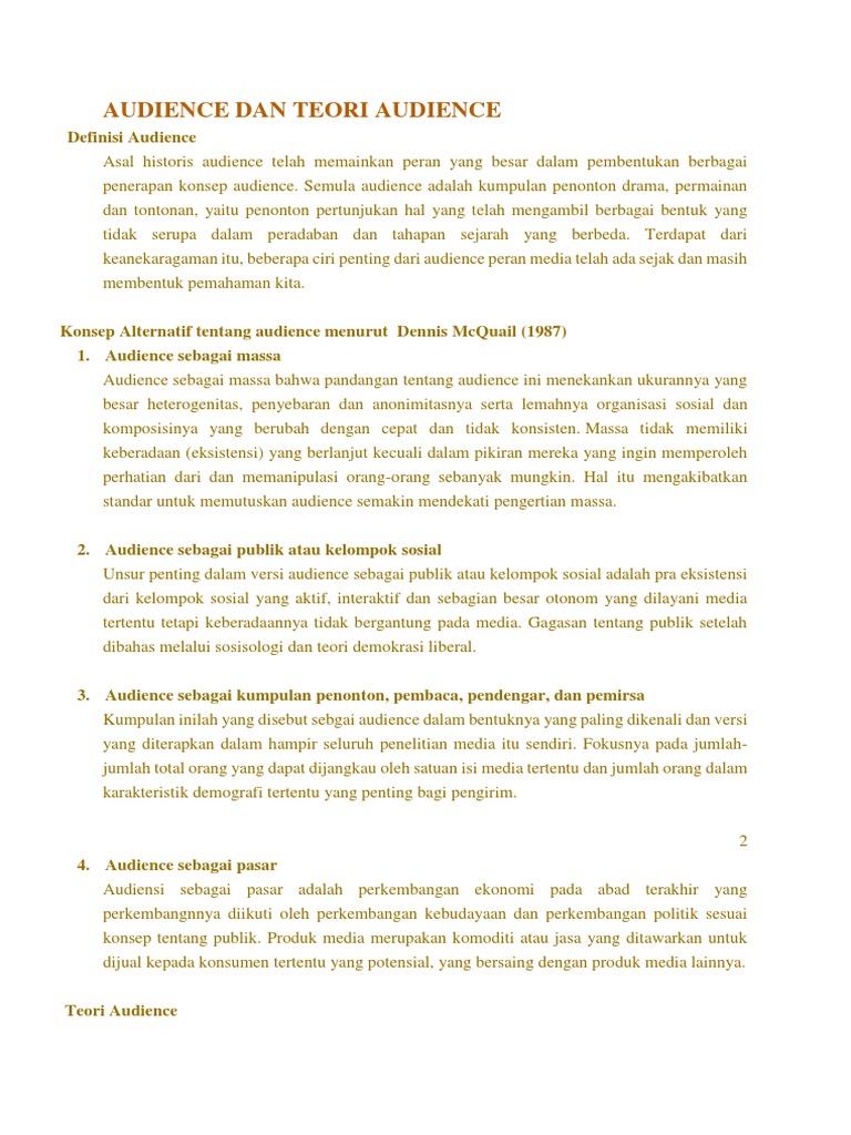 Audience Dan Teori Audience | PDF