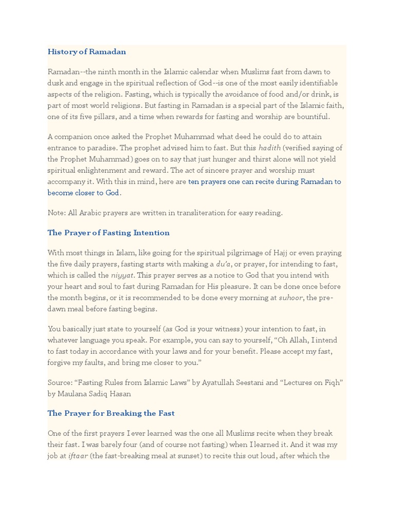 History of Ramadan | PDF | Ramadan | Fasting