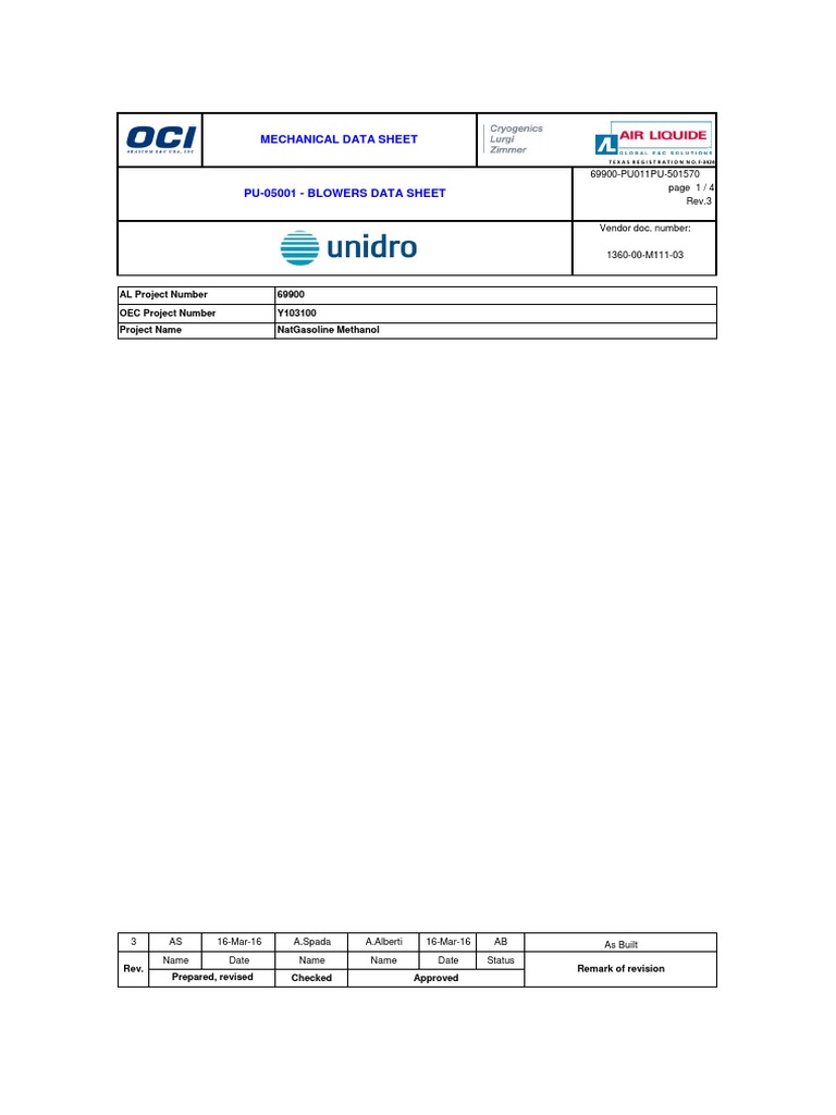 2.11.1 Blowers Data Sheet Including Performance Curve | Gas ...