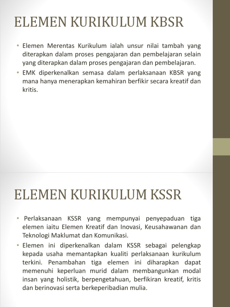 Perbedaan Kurikulum KBSR dan KSSR | PDF | Karier & Perkembangan | Seni
