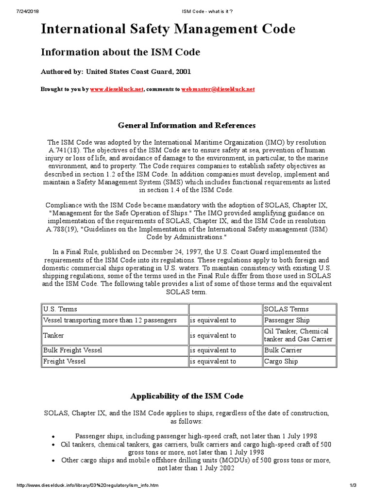 International Safety Management Code: Information About The ISM Code ...