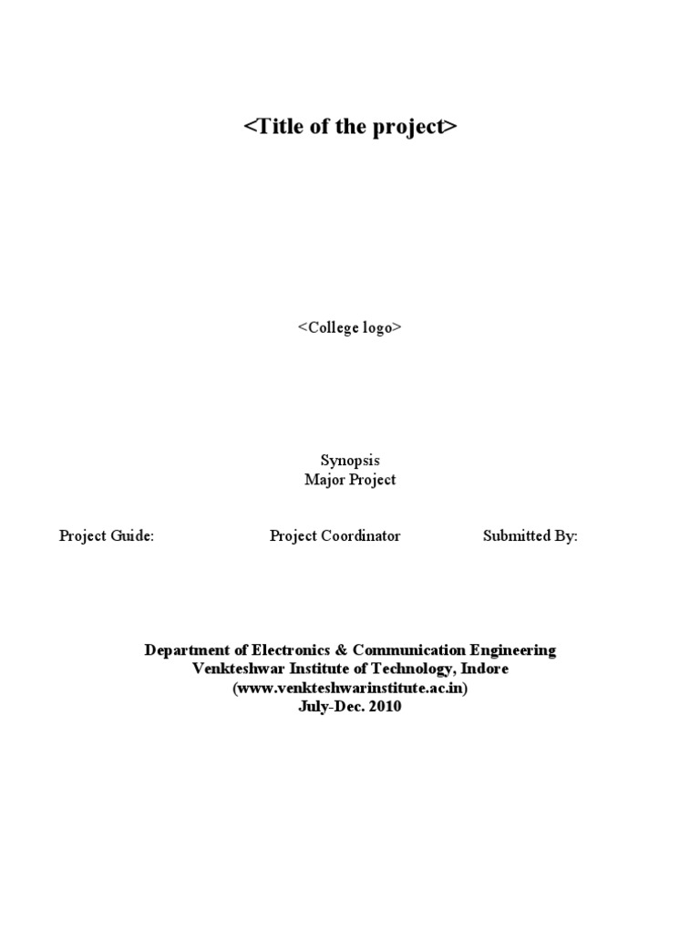 Synopsis-Format VIT Indore | PDF