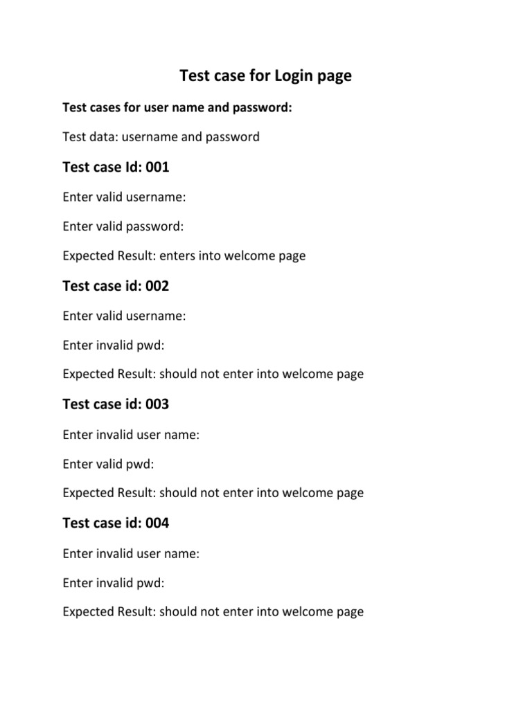 Test Case For Login Page | PDF | User (Computing) | Password
