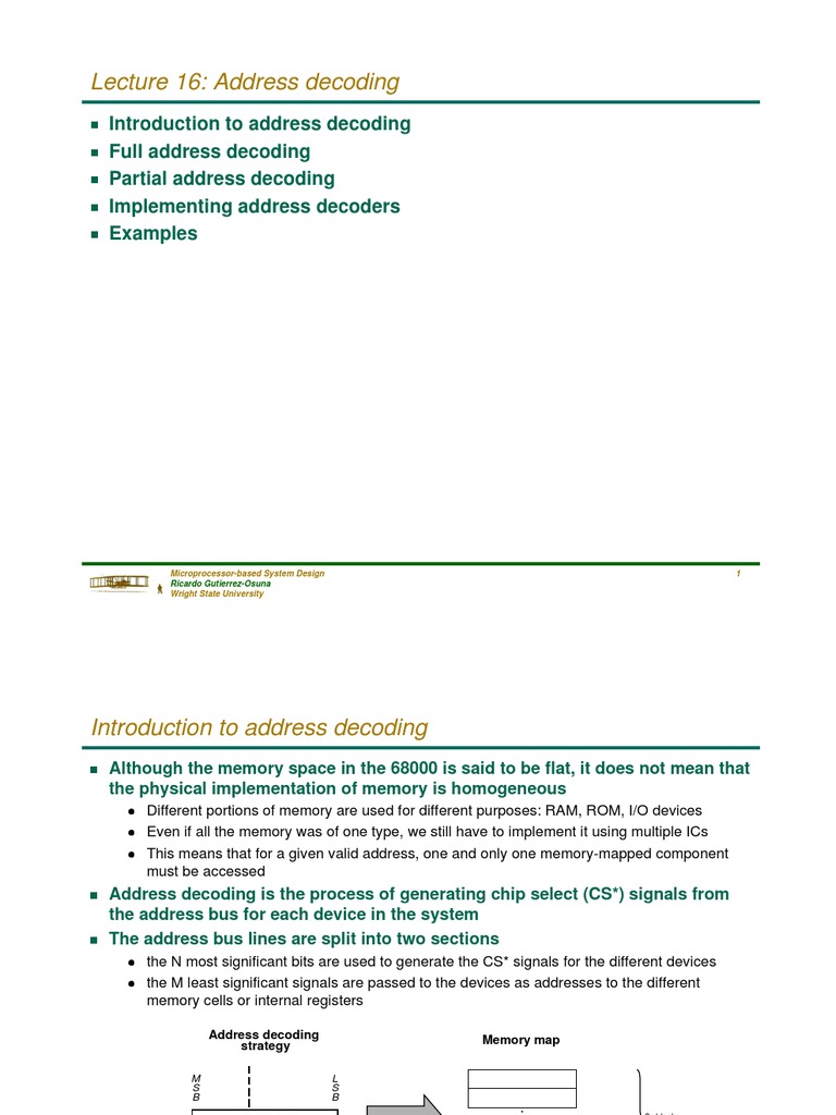 Address Decoding | PDF | Computer Memory | Digital Electronics