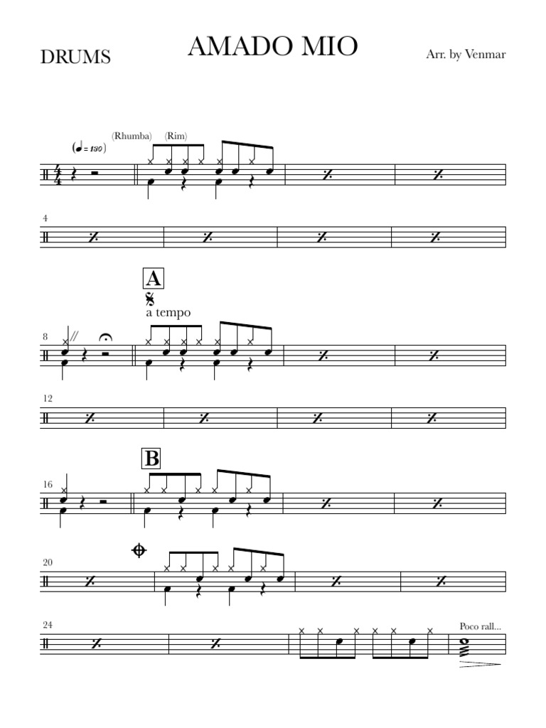 Arranged Rhumba Drum Beat "Amado Mio | PDF | Sports