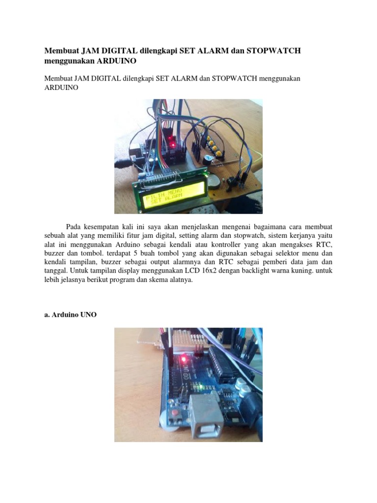 Membuat Jam Digital Dilengkapi Set Alarm Dan Stopwatch Menggunakan Arduino | PDF | Komputer
