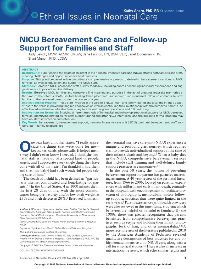 NICU Bereavement Care and Follow-Up Support For Families and Staff ...