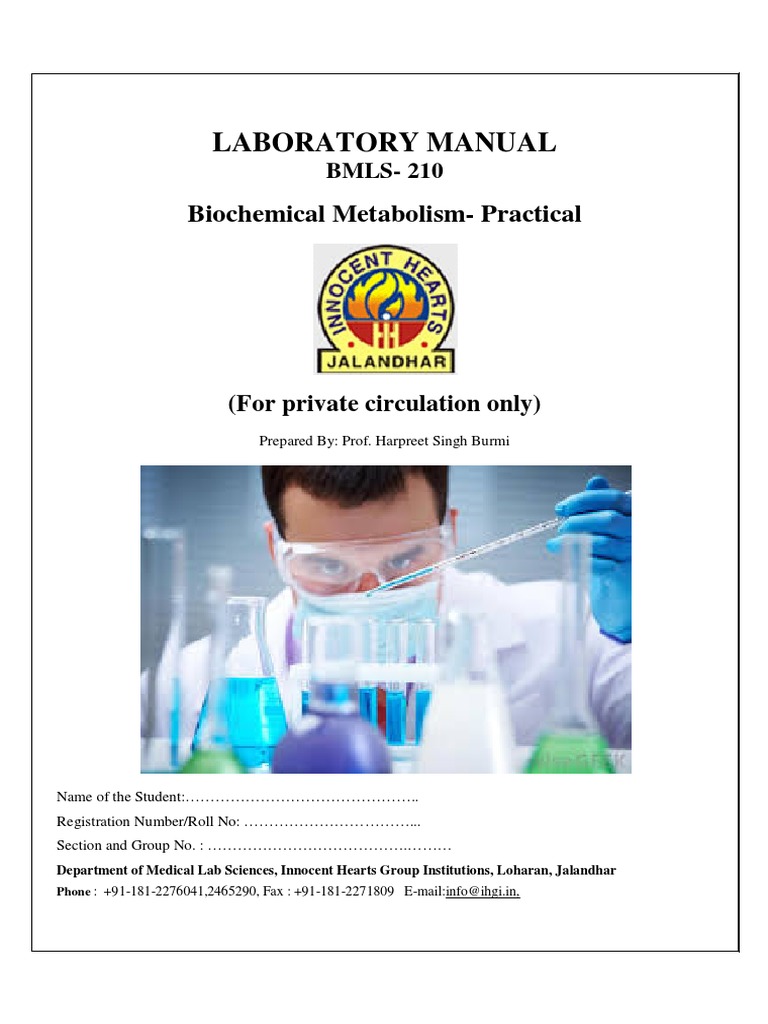 Biochemistry Practical Manual for MBBS I & II | PDF | Chemistry | Wellness