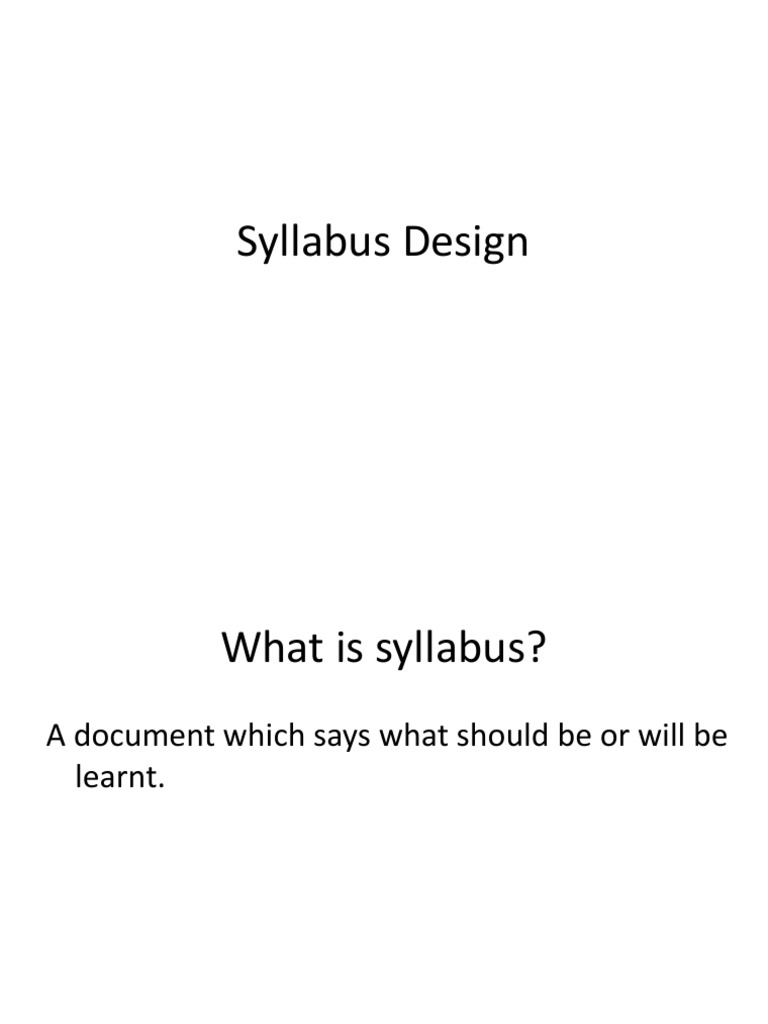 Syllabus Design | PDF | Question | Learning