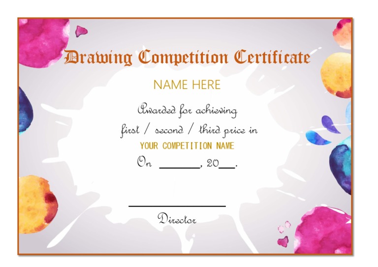 Drawing Competition Certificate | PDF