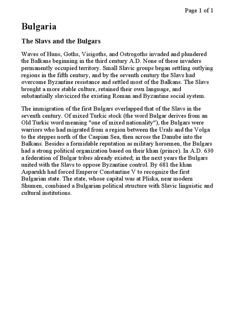 History of Slavs and Bulgars in Balkans | PDF