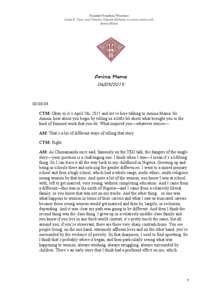 Amina Mama | PDF | Feminist Movement | Feminism