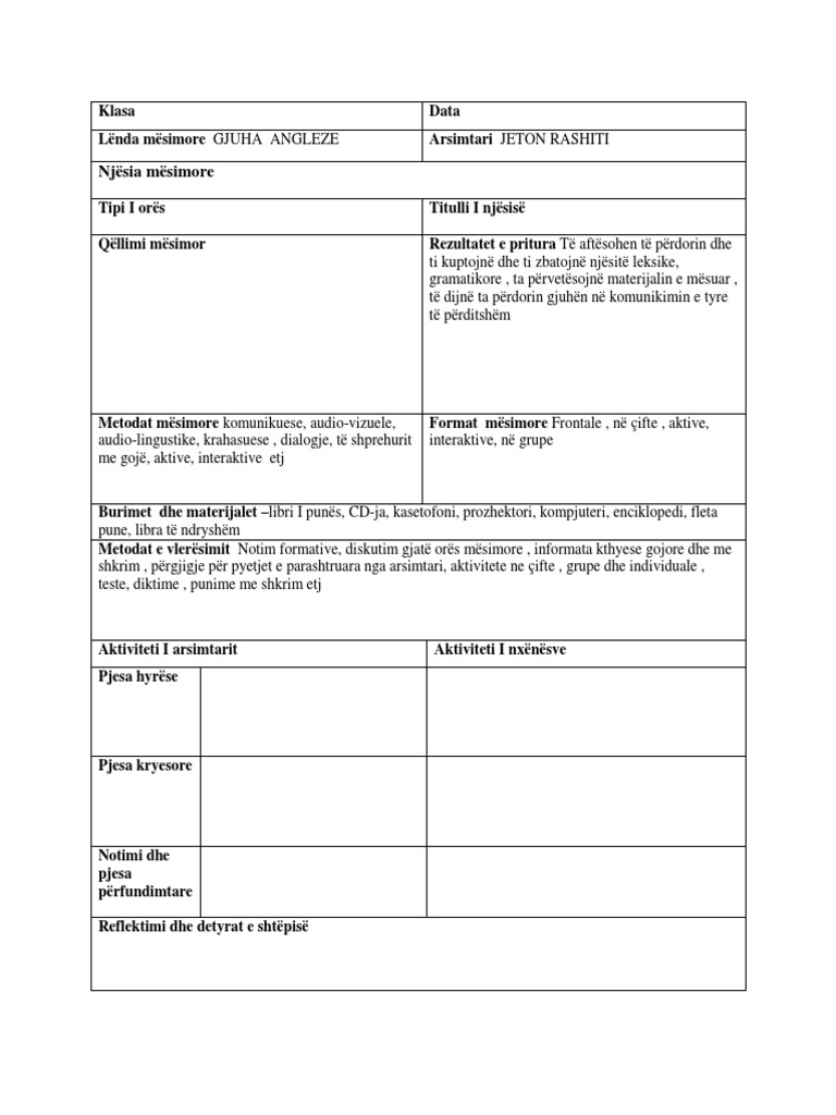 Planifikim Ditor | PDF