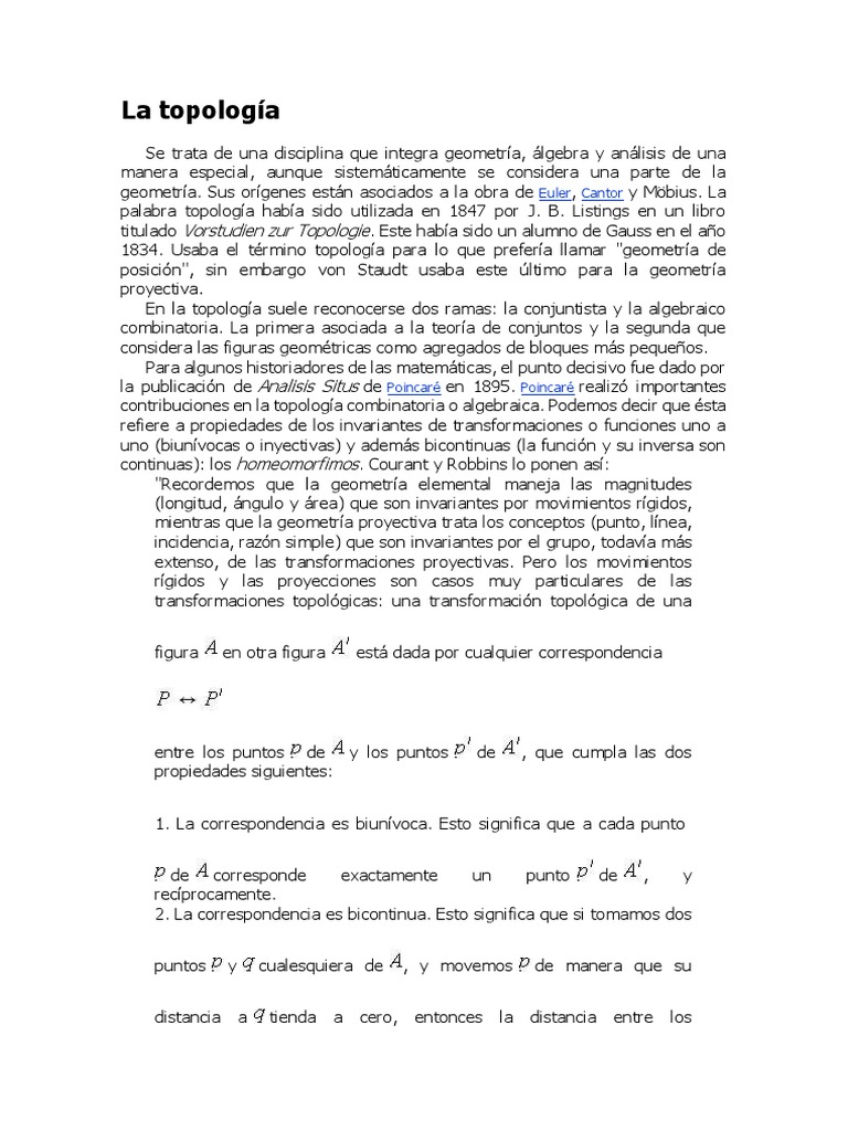 La Topología | PDF | Topología | Topología algebraica