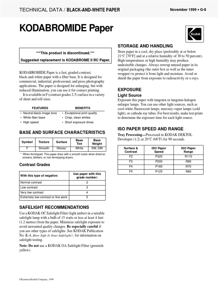 Koda Bromide | PDF | Paper | Exposure (Photography)