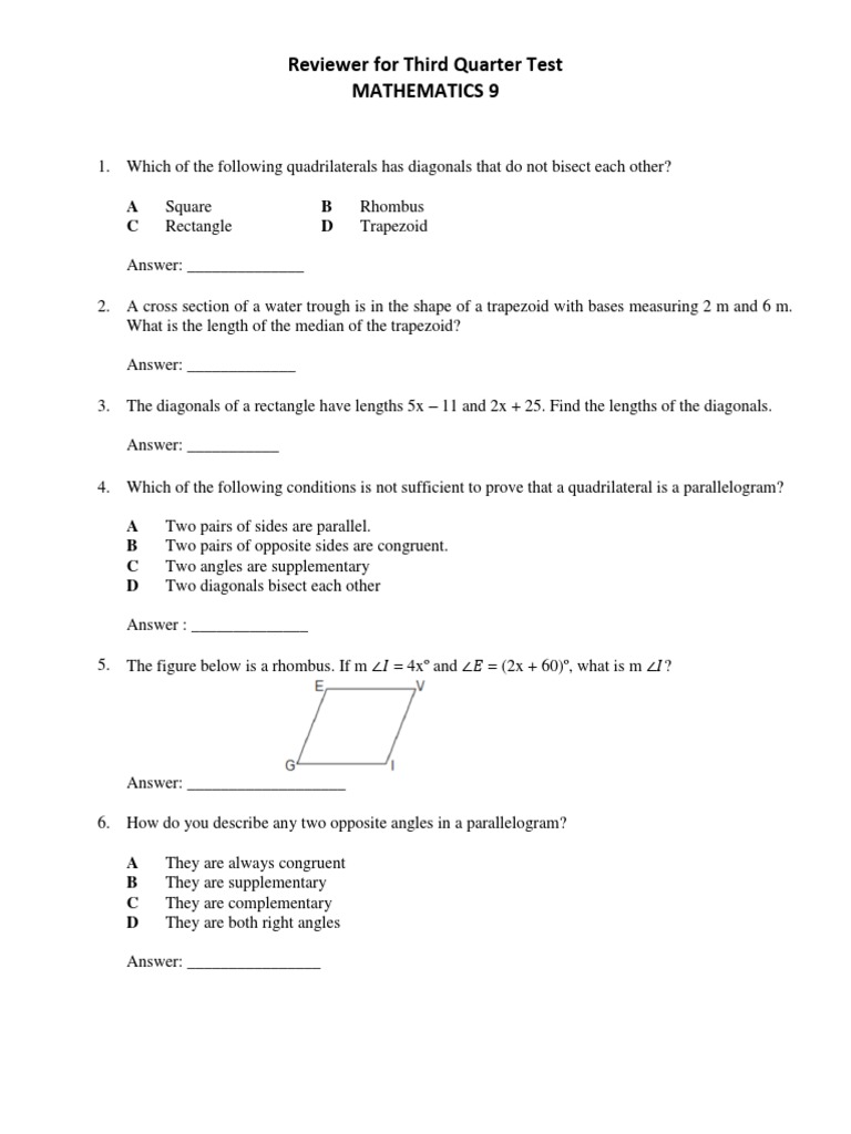 Reviewer G9 Math | Rectangle | Elementary Geometry