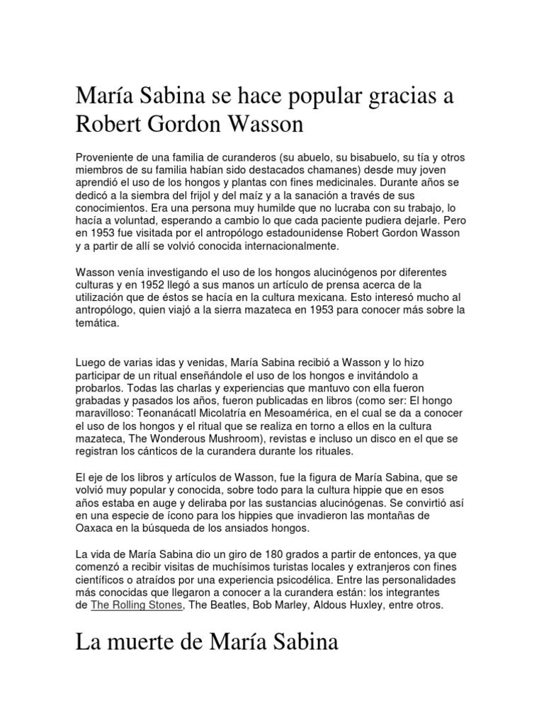 Vida y Cantos de Maria Sabina | PDF