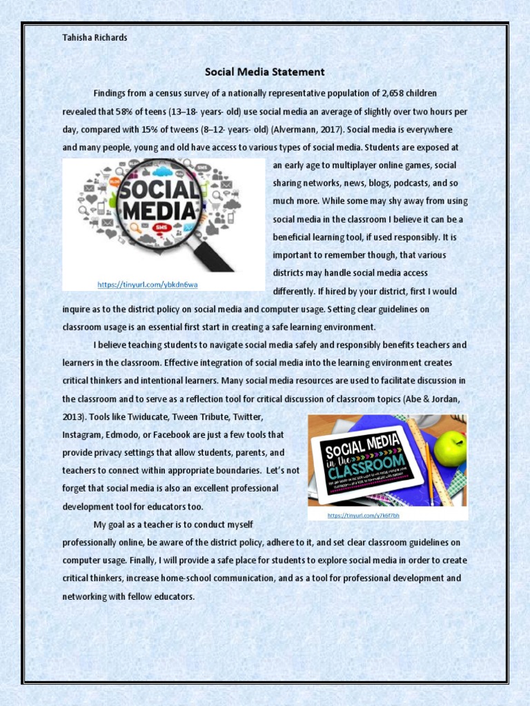 Social Media Statement Final | PDF | Social Media | Popular Culture ...