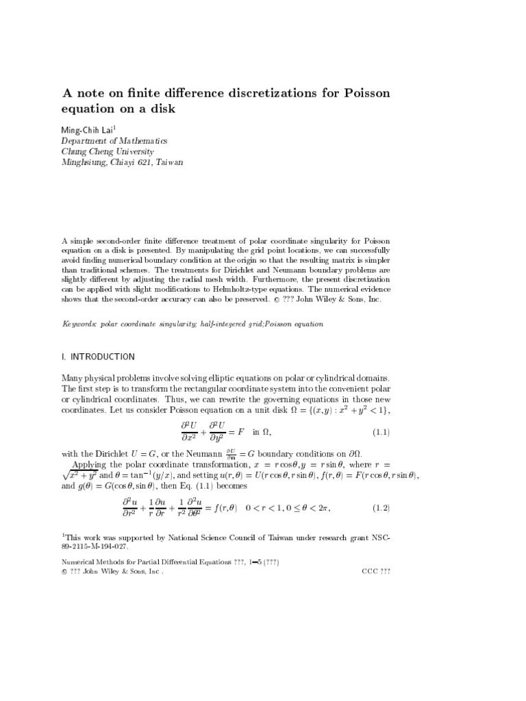 A Note On Finite Difference Discretizations For Poisson Equation On A ...