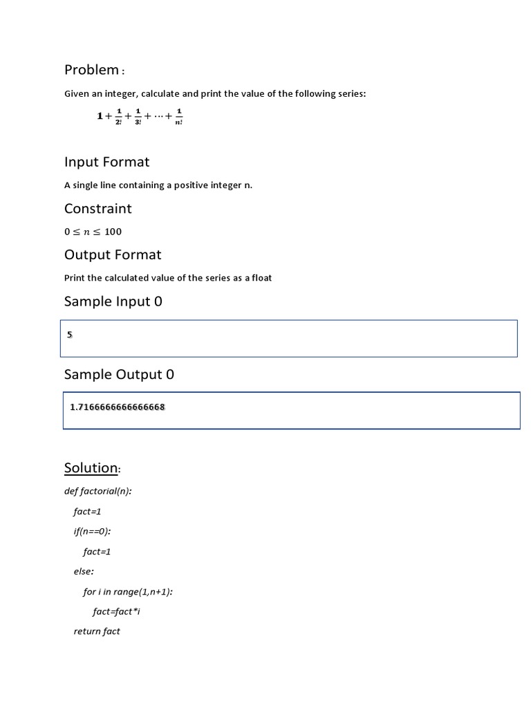 Calculate Series Sum of Factorials | PDF
