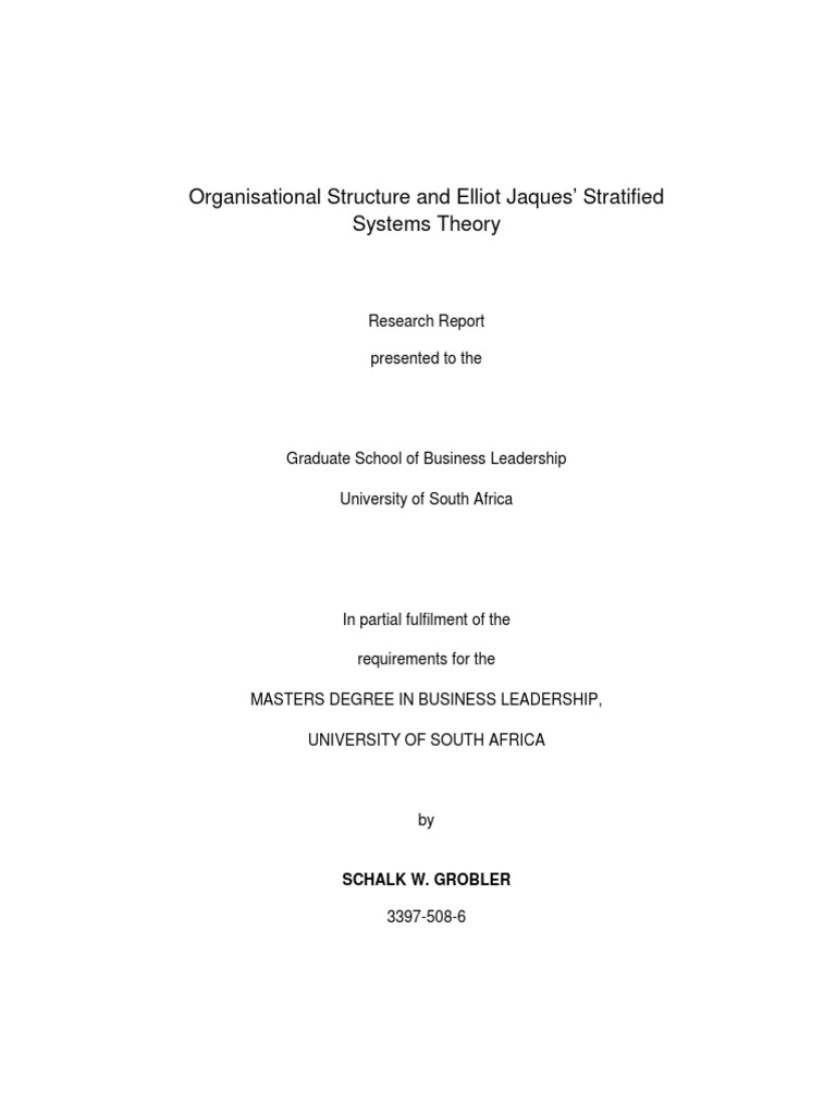Organisational Structure and Elliot Jaques' Stratified Systems Theory ...