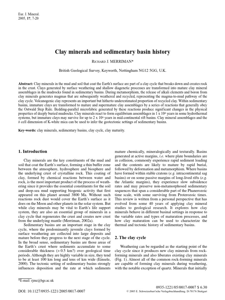 Clay Mineral and Sedimentary Basin History - Merriman 2005 PDF | PDF ...