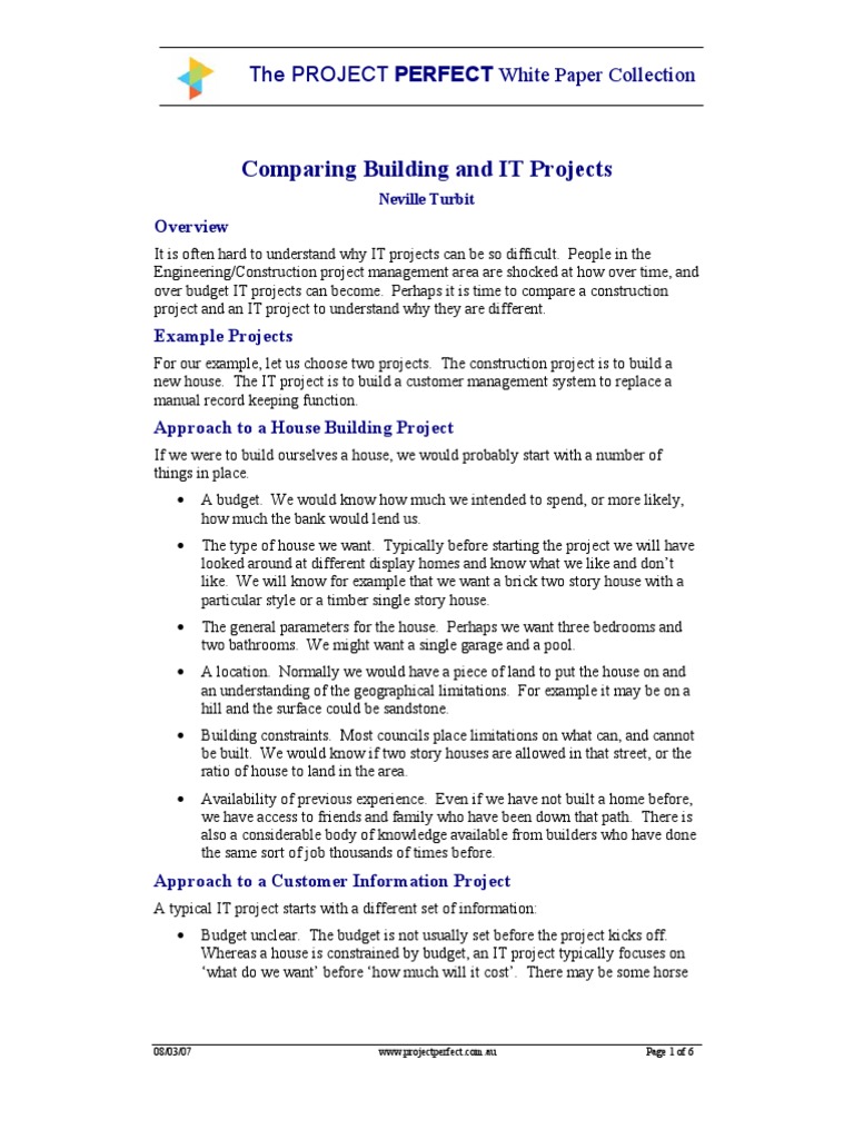 Comparing Building and IT Projects | PDF | Project Management ...