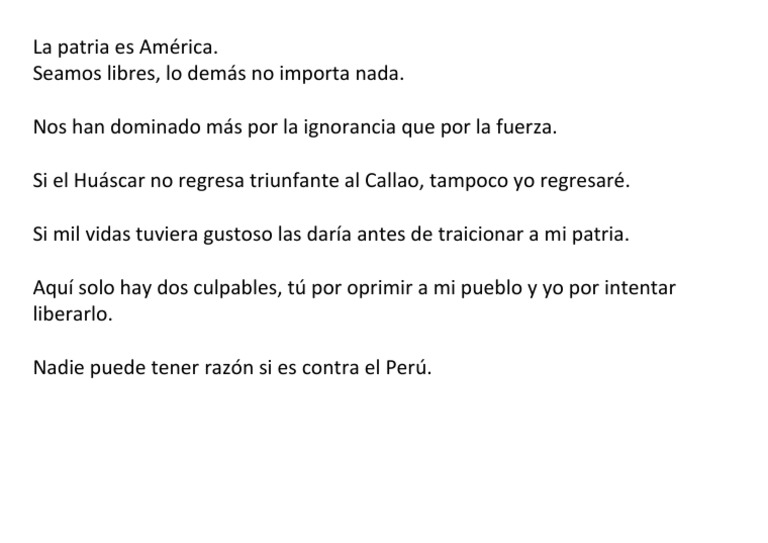 Frases Célebres de Héroes Peruanos | PDF