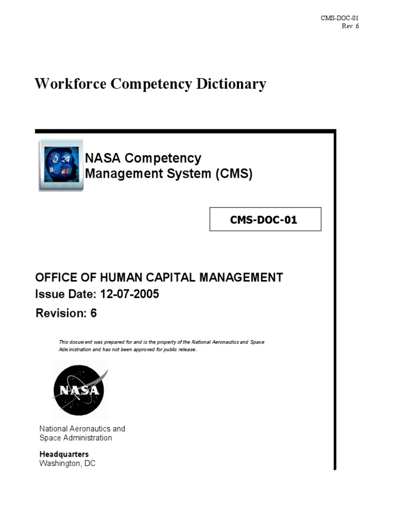 CMS-DOC-01 Rev6 NASA Competency Dictionary | PDF | Engineering ...
