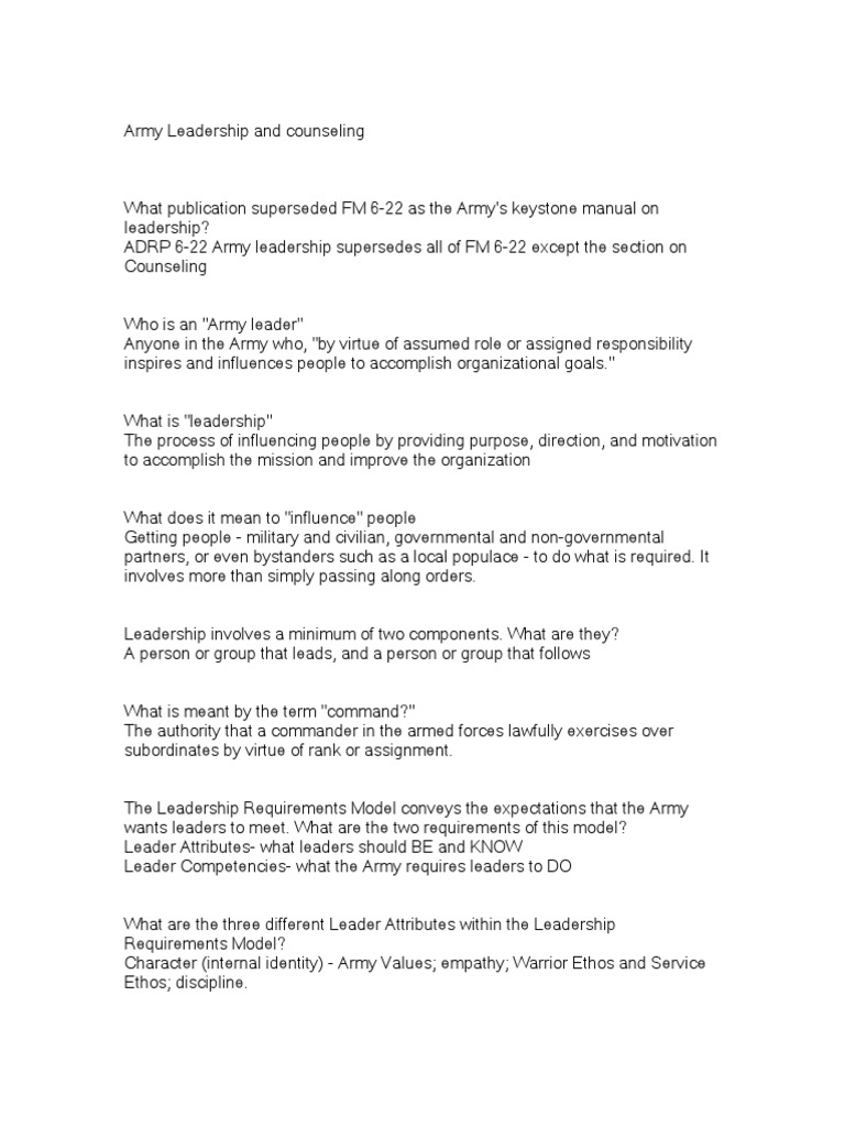 Army Leadership Competencies Overview | PDF | Competence (Human ...