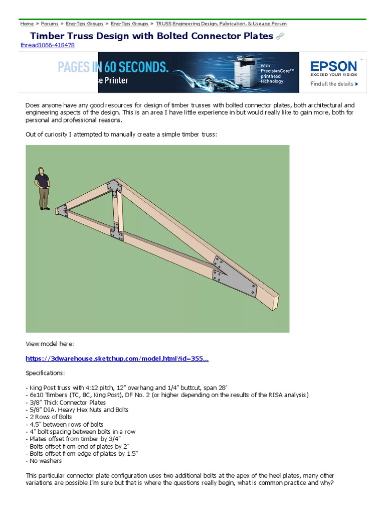 Timber Truss Design With Bolted Connector Plates: Thread1066 418478 ...
