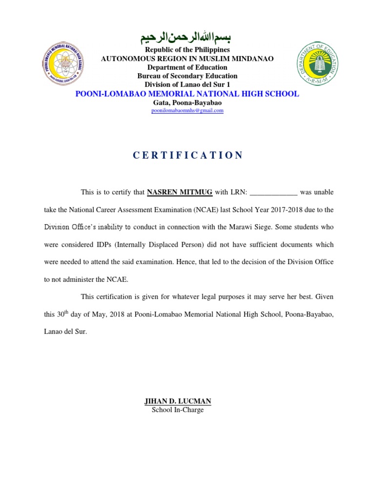 NCAE Certification | PDF