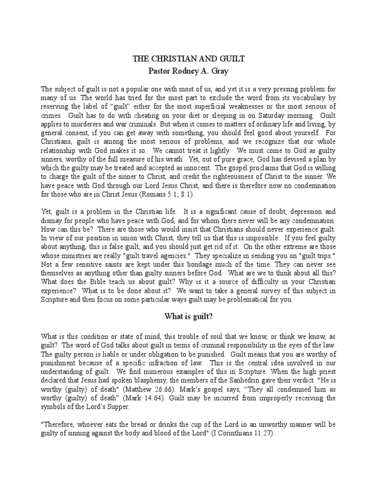 The Christian and Guilt | PDF | Guilt (Emotion) | Guilt (Law)