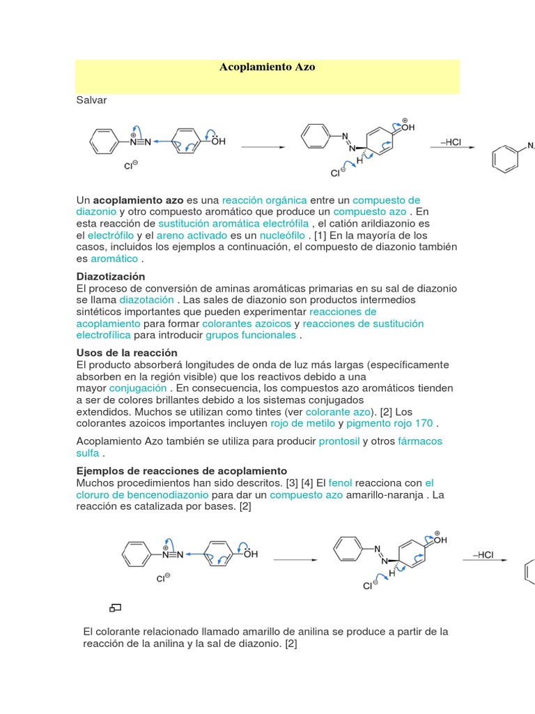 Acoplamiento Azo | PDF | Sal (química) | Química Orgánica