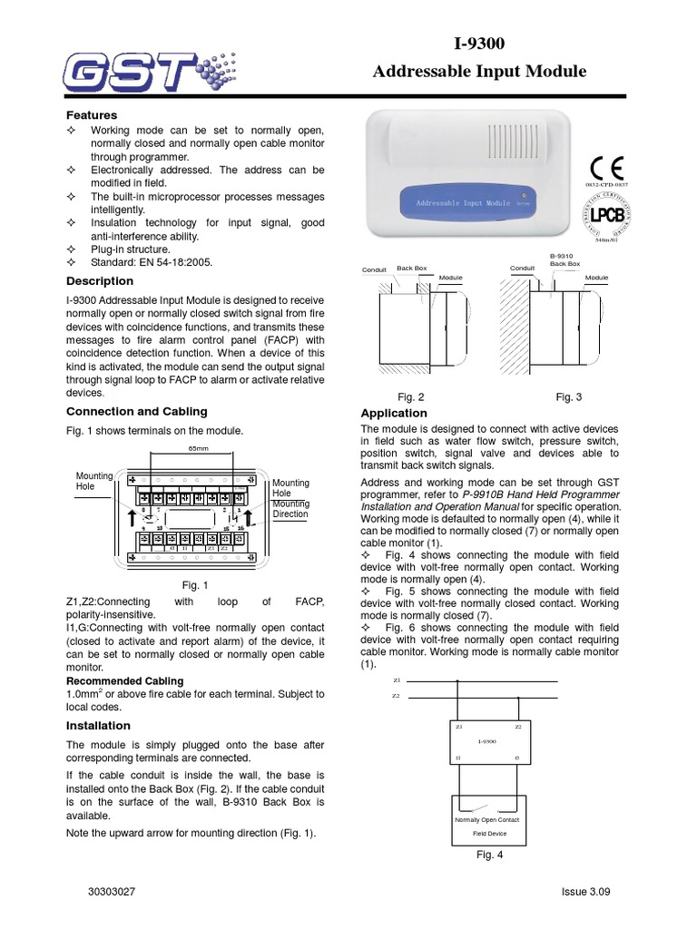 I-9300 Addressable Input Module Issue 3.09 | PDF | Switch | Computer ...