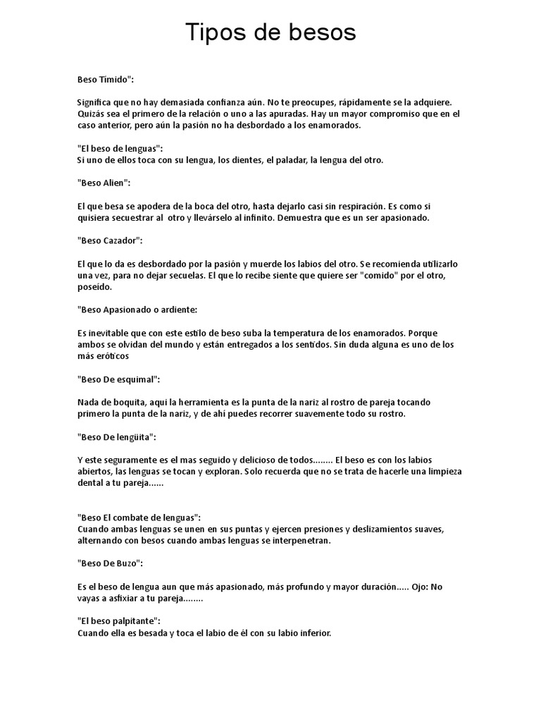 Tipos de Besos | PDF | Beso | Naturaleza