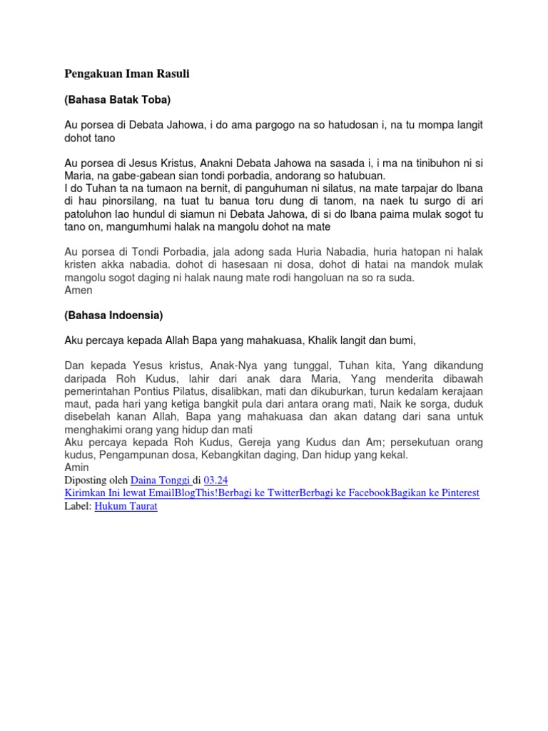 Pengakuan Iman Rasuli | PDF