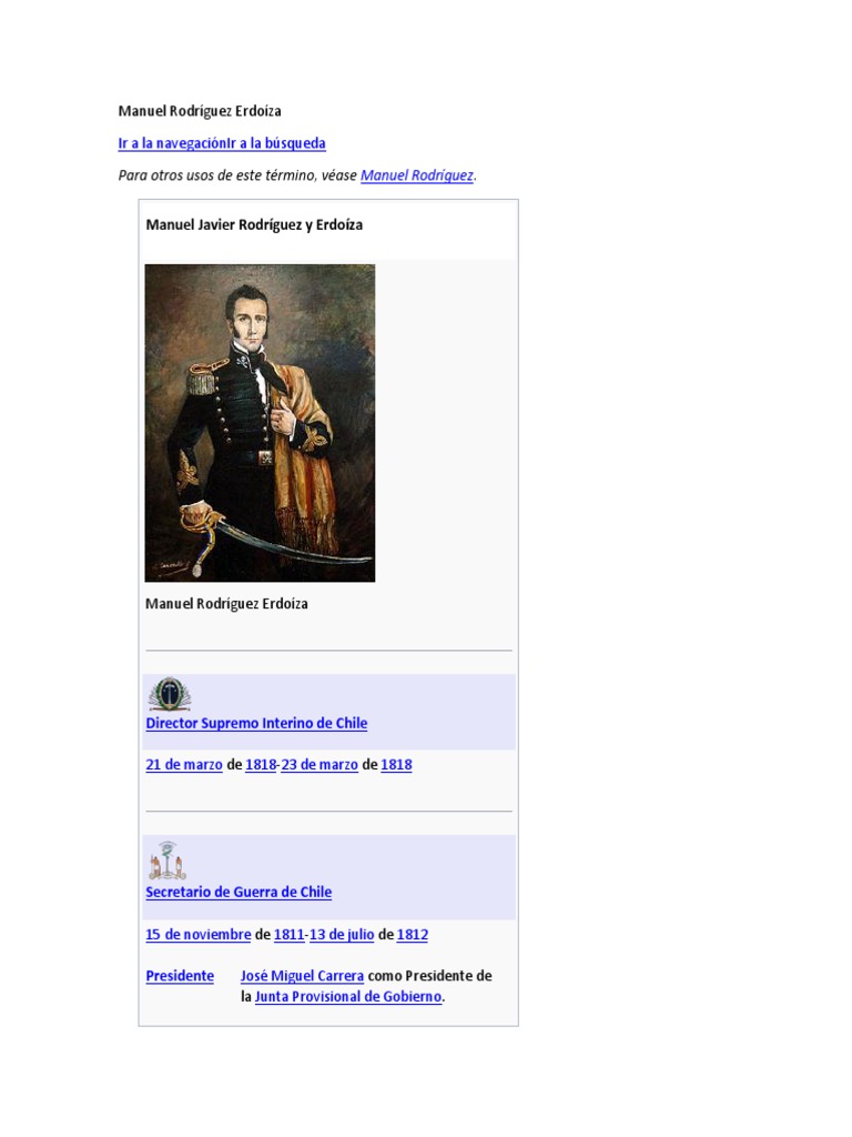 Manuel Rodríguez Erdoíza | PDF | Chile | Agitación