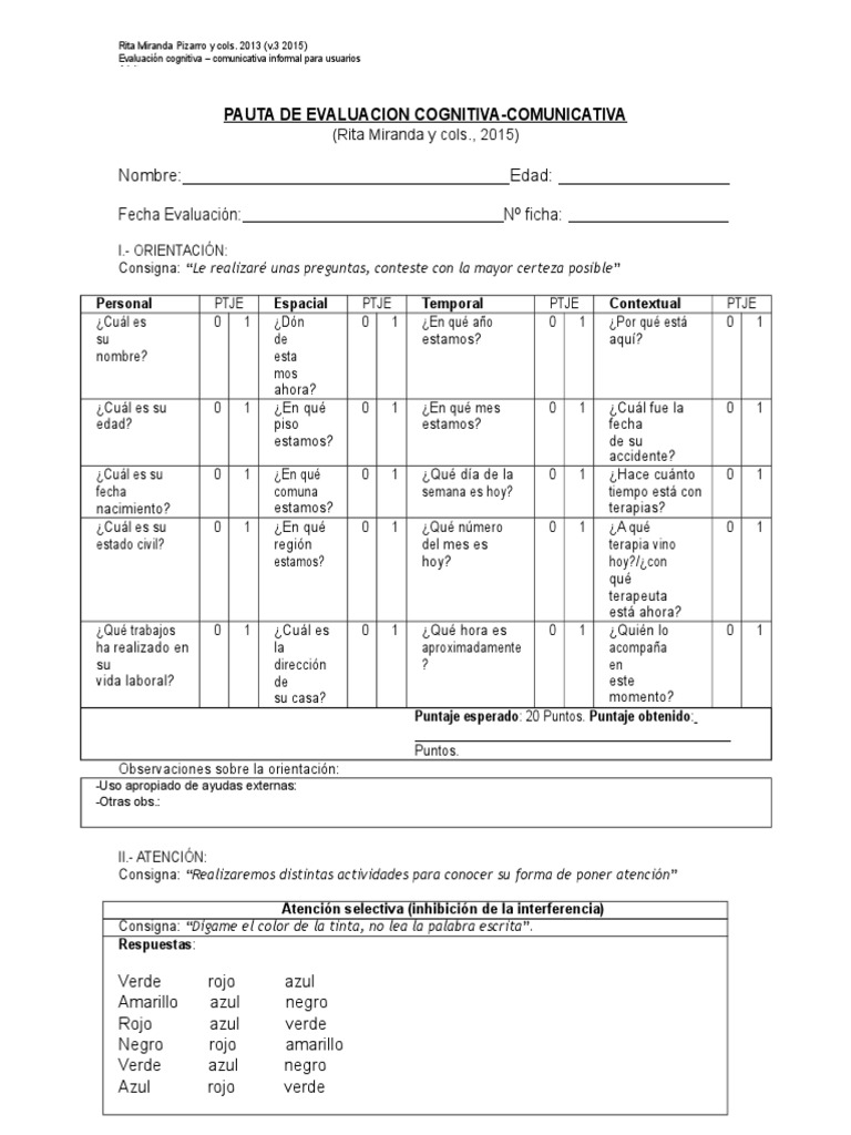 Protocolo Eval TCC Post TEC - RMP en Revision 2015 | PDF | Ropa