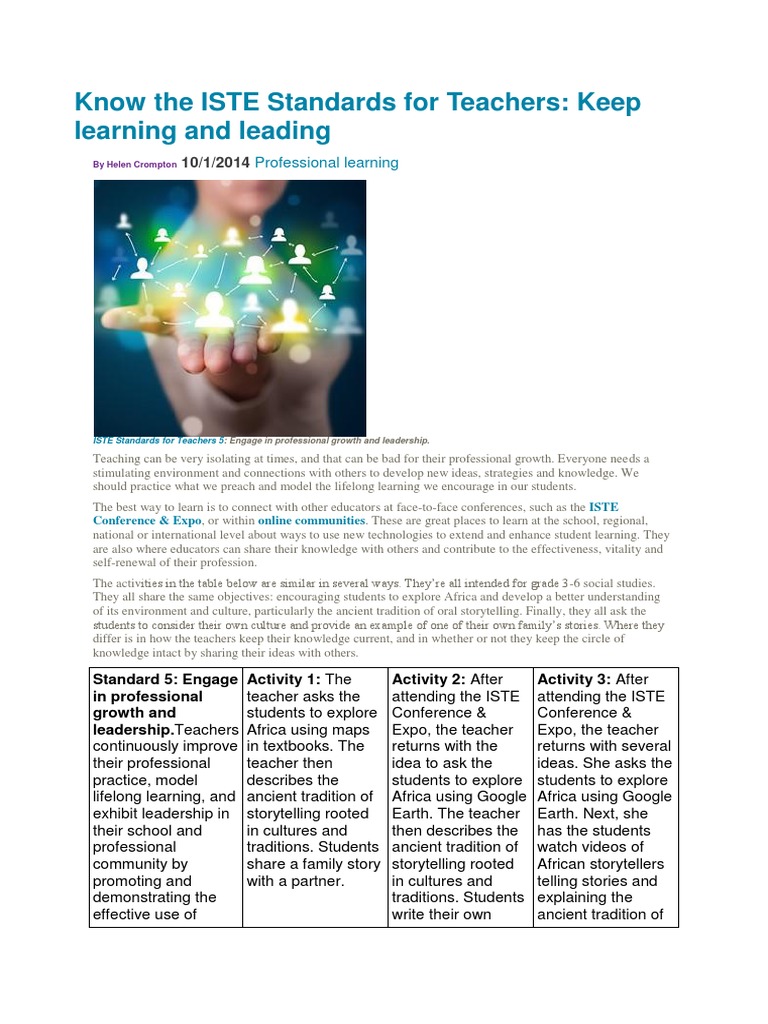 Know The ISTE Standards For Teachers | PDF | Storytelling | Teachers