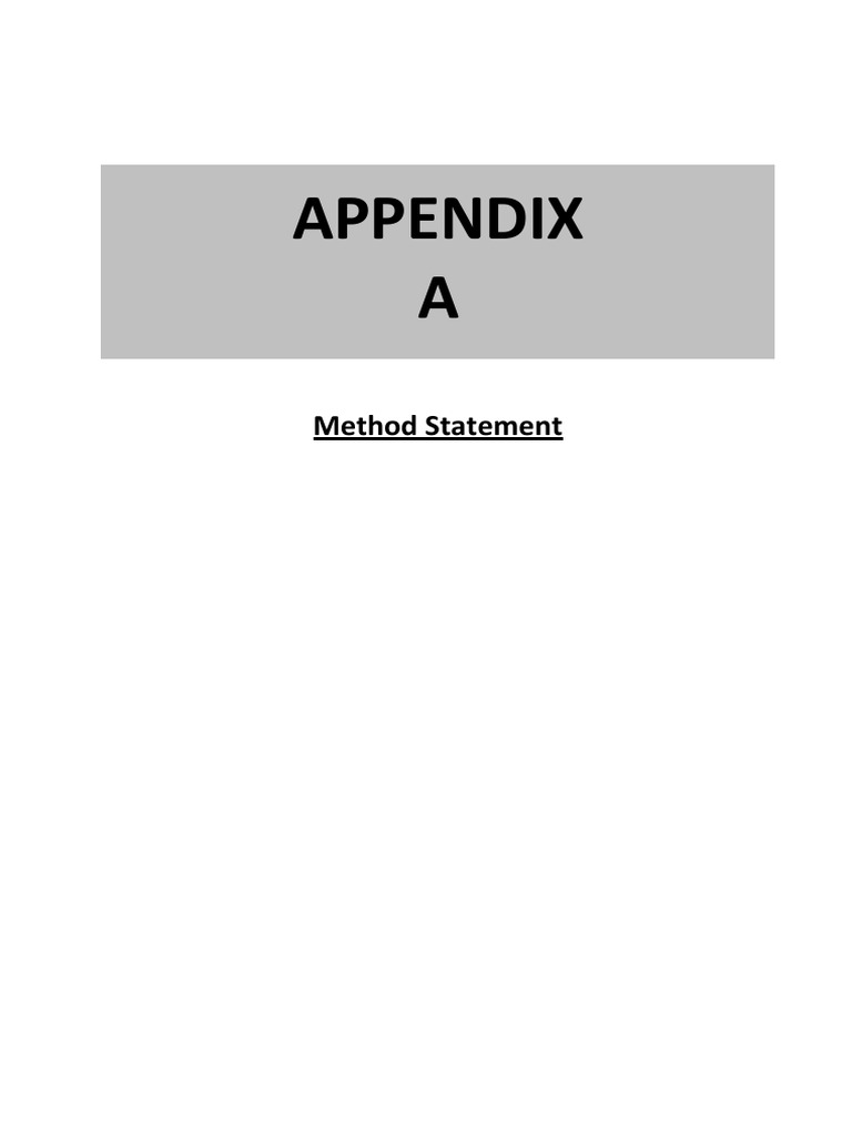 Appendix A: Method Statement | PDF